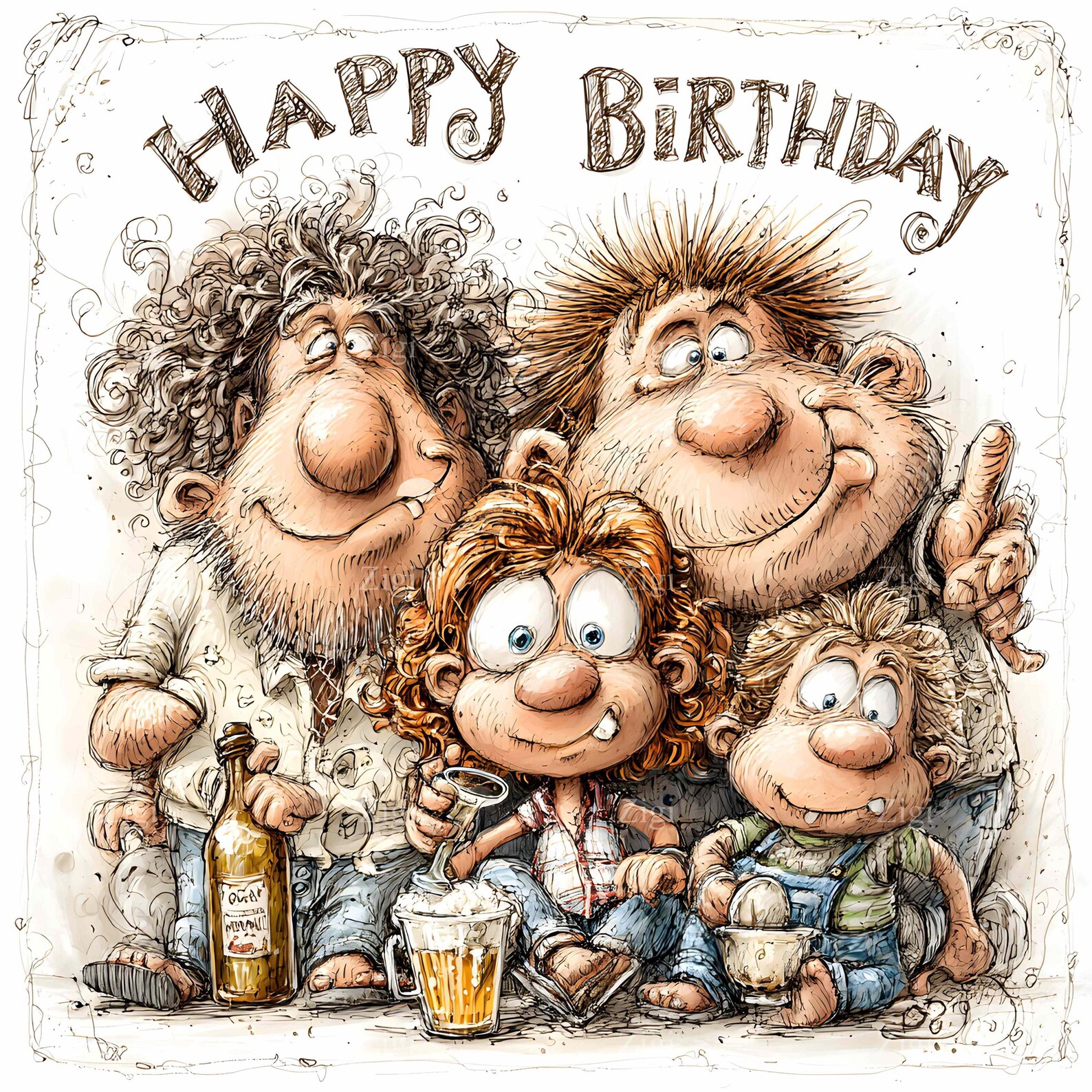 10 JPEG Funny Birthday Clipart – Cartoon People JPG – Quirky ...