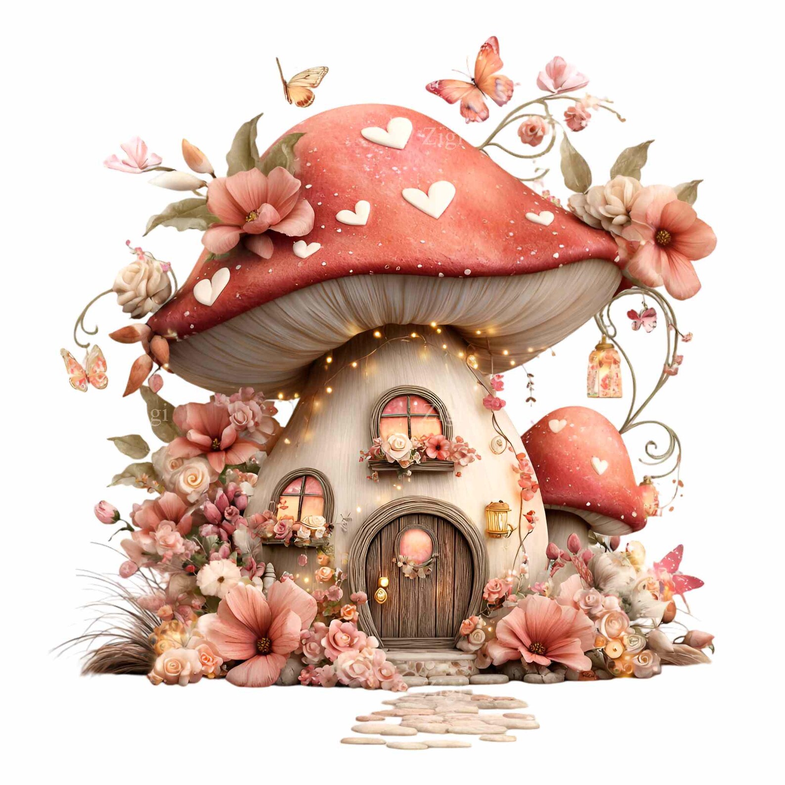 16 PNG Fairy Mushroom House Clipart – Whimsical Floral Toadstool PNG ...