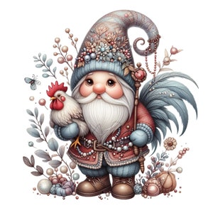 Rooster Clipart, Gnome Farmer Clipart, 10 PNG Farm Mom Sublimation ...