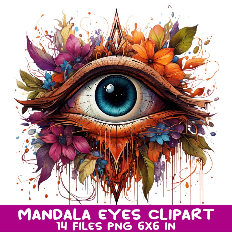 14 PNG Mandala Eyes Clipart, Floral Eye Sublimation - Etsy