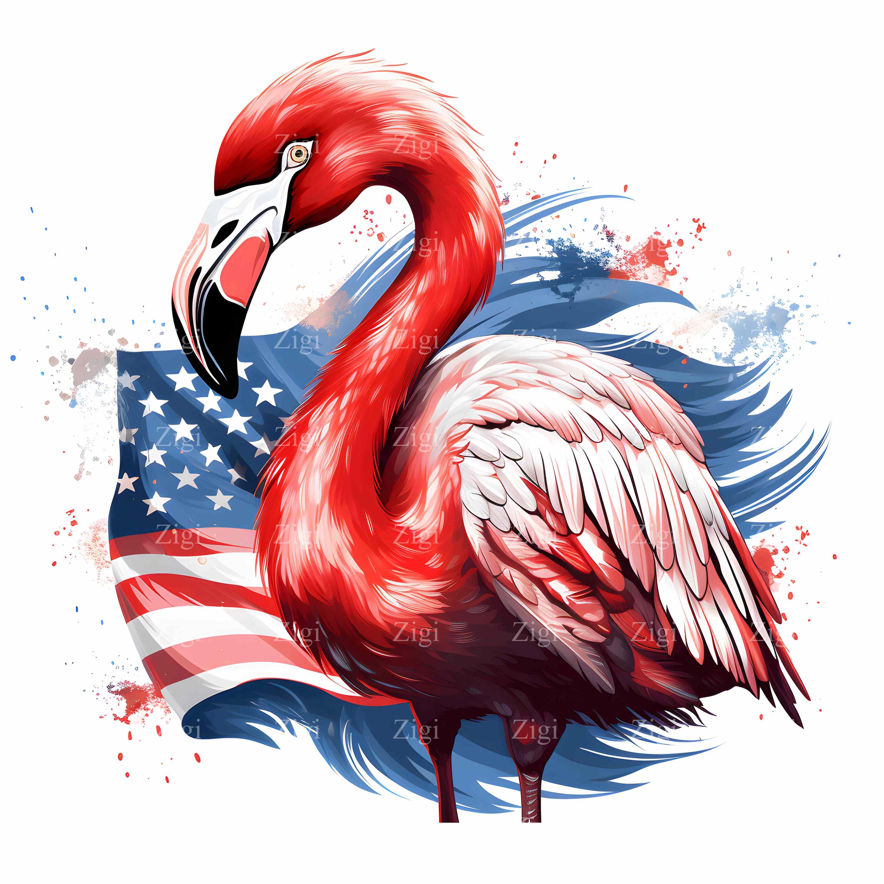 18 JPG USA Flamingo Digital Art, American Flag Bird Sublimation ...