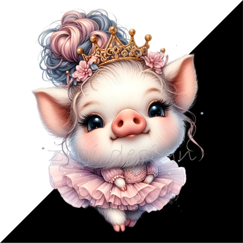 12 PNG Princess Piglet Clipart – Baby Pig in Tutu PNG – Cute Ballerina ...