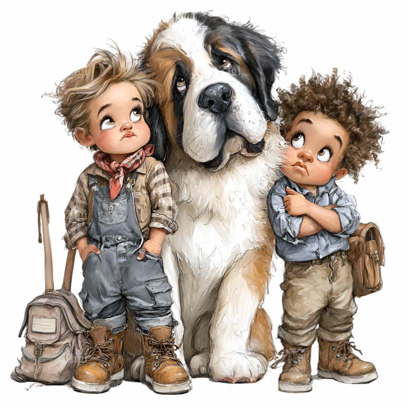 15 PNG Backpack Boys Dog PNG – Saint Bernard Kids Clipart for Nursery ...