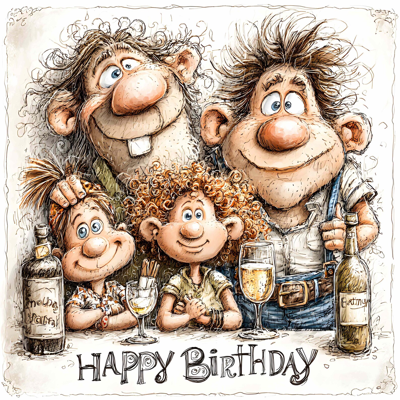 10 JPEG Funny Birthday Clipart – Cartoon People JPG – Quirky ...