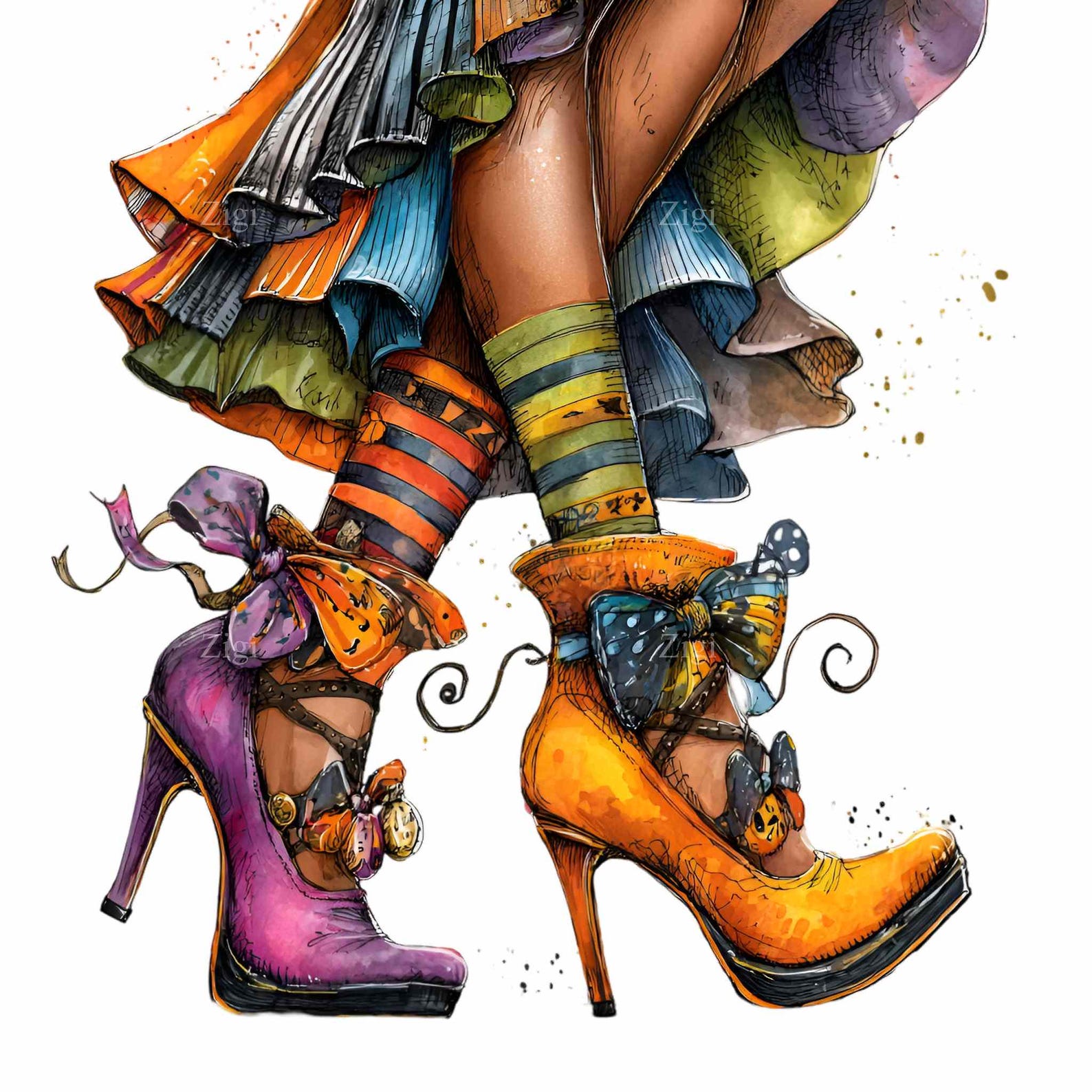 14 PNG Witch Shoes Clipart – Colorful Heels PNG – Funky Halloween ...