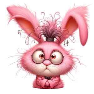 Pink Bunny Clipart 14 PNG - Cute Rabbit With Glasses and Jewelry ...
