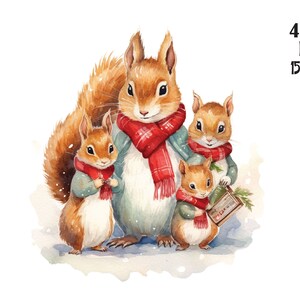 Christmas Squirrel Clipart PNG Watercolor Winter Woodland Animals Clip ...