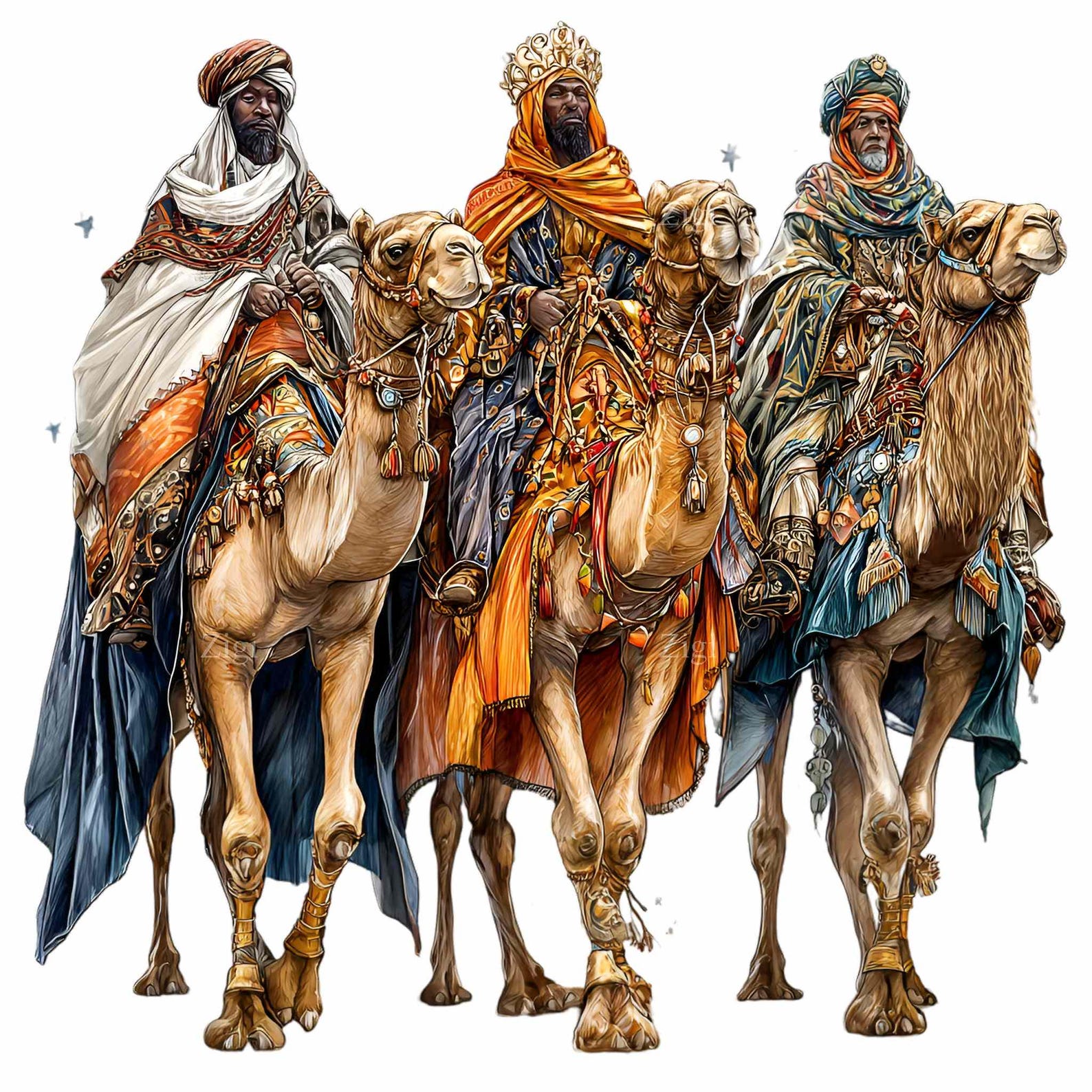 12 PNG Three Wise Men PNG – Nativity Magi Clipart for Christmas Cards ...