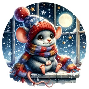 14 PNG Christmas Mouse Clipart – Cute Winter Animal With Santa Hat ...