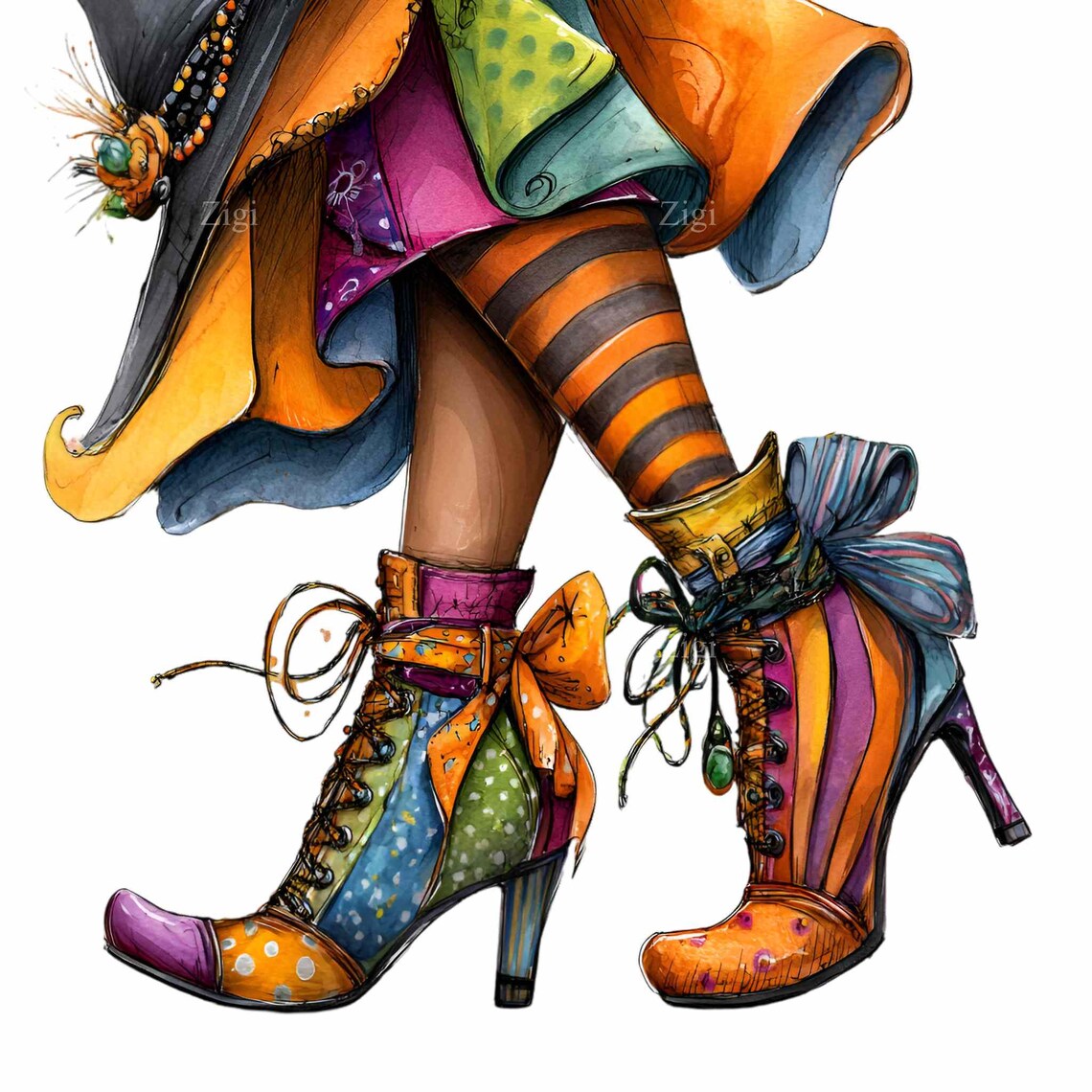 14 PNG Witch Shoes Clipart – Colorful Heels PNG – Funky Halloween ...