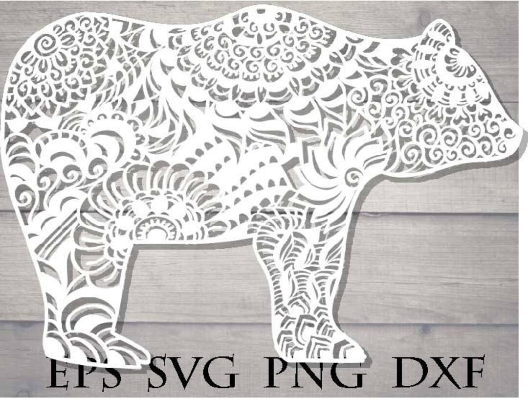 Bear Svg, Mandala Svg, Mom Svg, Animal Zentangle Svg, Cricut Svg ...
