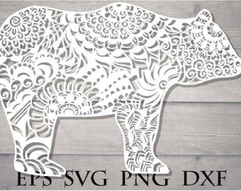Mandala Bear Svg - Etsy