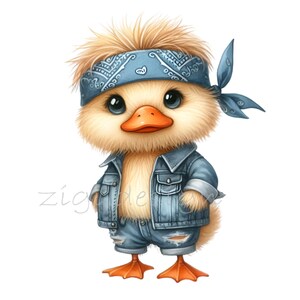 Cool Duck in Denim Outfit 15 PNG Clipart, Adorable Kawaii Duckling ...