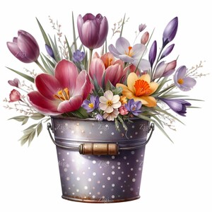 15 Spring Flowers PNG Clipart – Colorful Tulips and Daffodils in Pink ...