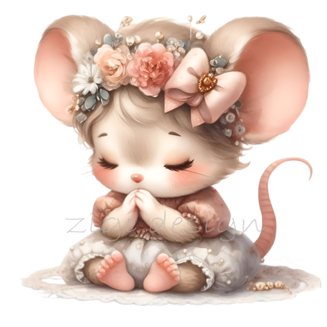 Praying Clipart, Gratitude Clipart, Mouse Clip Art, 12 PNG Girl Angel ...