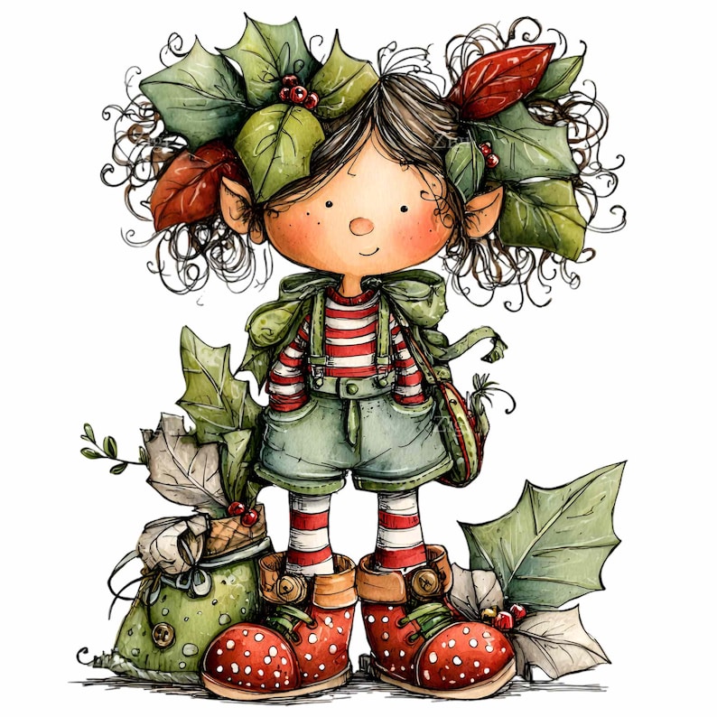 10 PNG Christmas Elf Girl PNG Clipart – Cute Holiday Digital Art for ...
