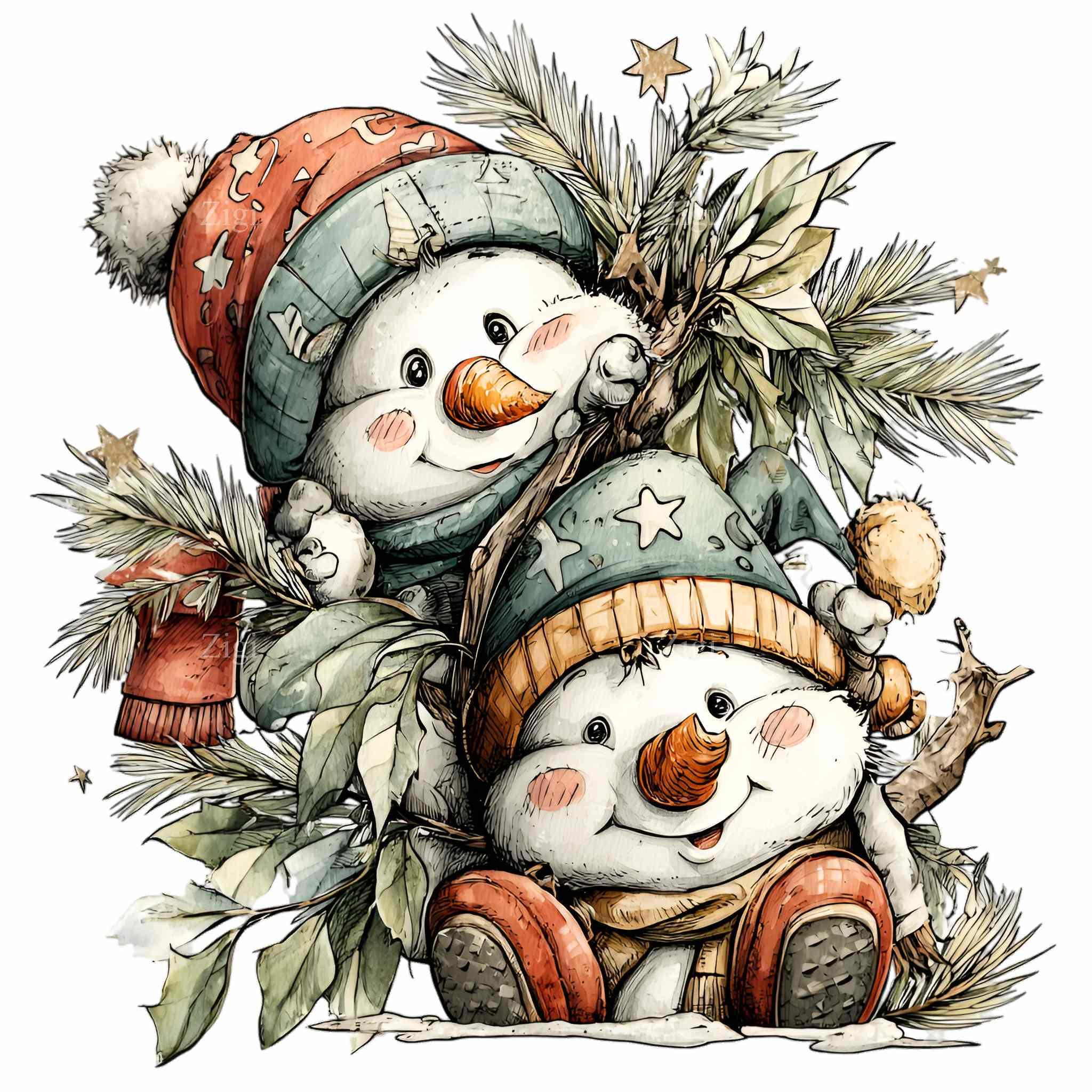 15 PNG Christmas Snowmen – Cute Winter Holiday Clipart – Festive ...