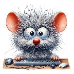 Mouse Office Computer Clipart, 12 PNG Funny Animal Lovers Gift Images ...