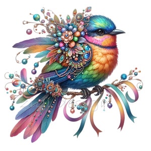 Rainbow Bird Clipart, 12 PNG Colorful Bird Clip Art - Etsy
