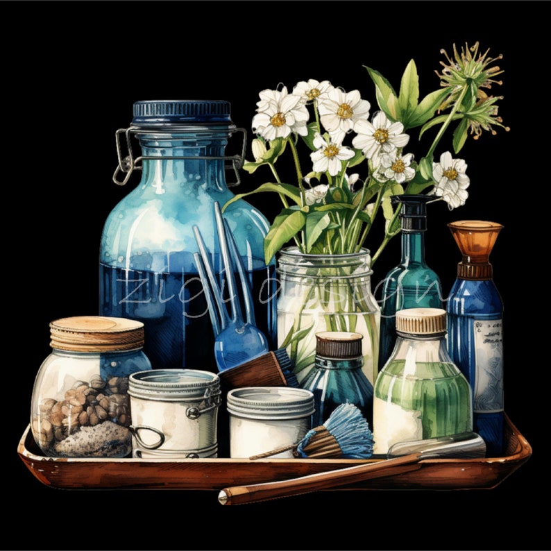 24 Rustic Cleaning Tools PNG Clipart, Vintage Brooms and Bucket ...