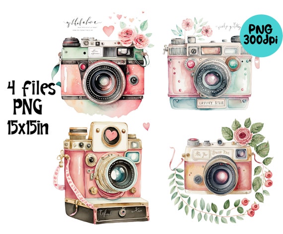 Pink Vintage Camera Clip Art