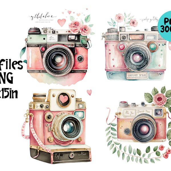 Retro Camera Clipart - Etsy