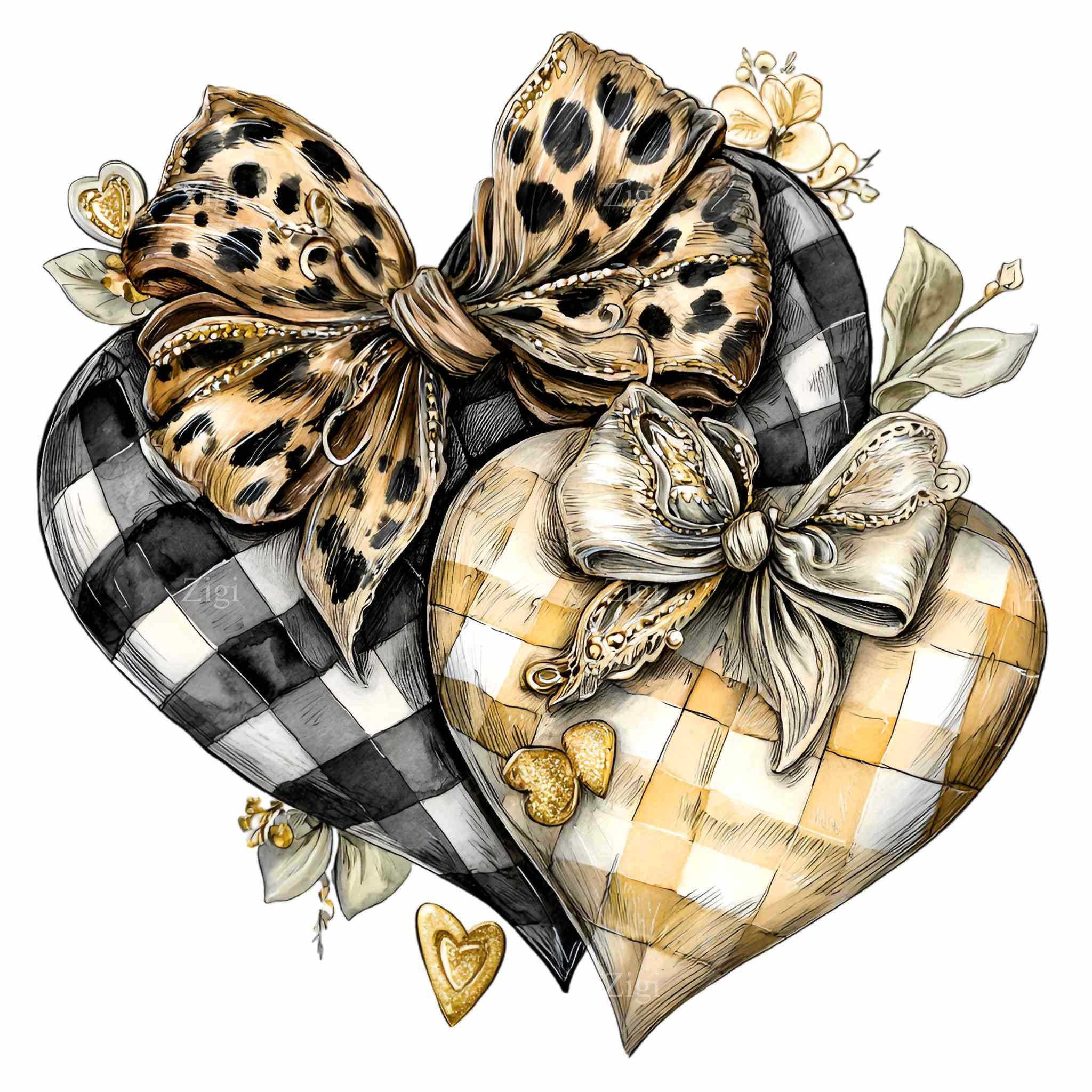15 PNG Leopard Heart Buffalo Plaid Bow Clipart - Etsy