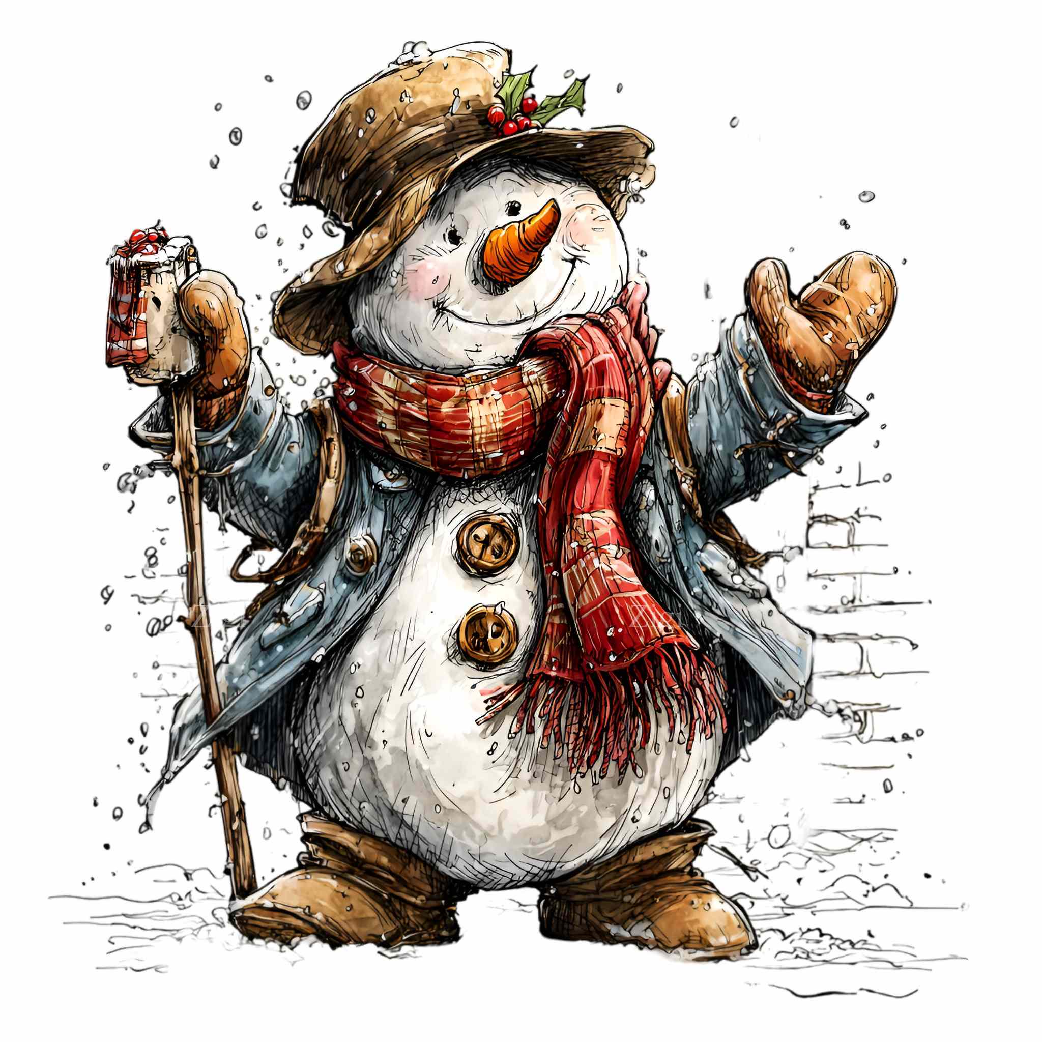 15 PNG Retro Christmas Snowman Clipart – Nostalgic Cards Holiday Prints ...