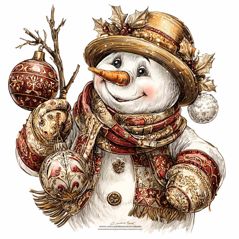 12 PNG Red Christmas Snowman Clipart – Festive PNG With Ornaments ...