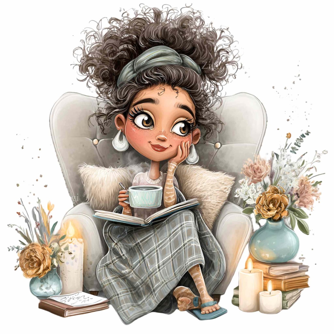 12 PNG Relaxing Girl Clipart – Woman PNG – Self Care Digital Download ...