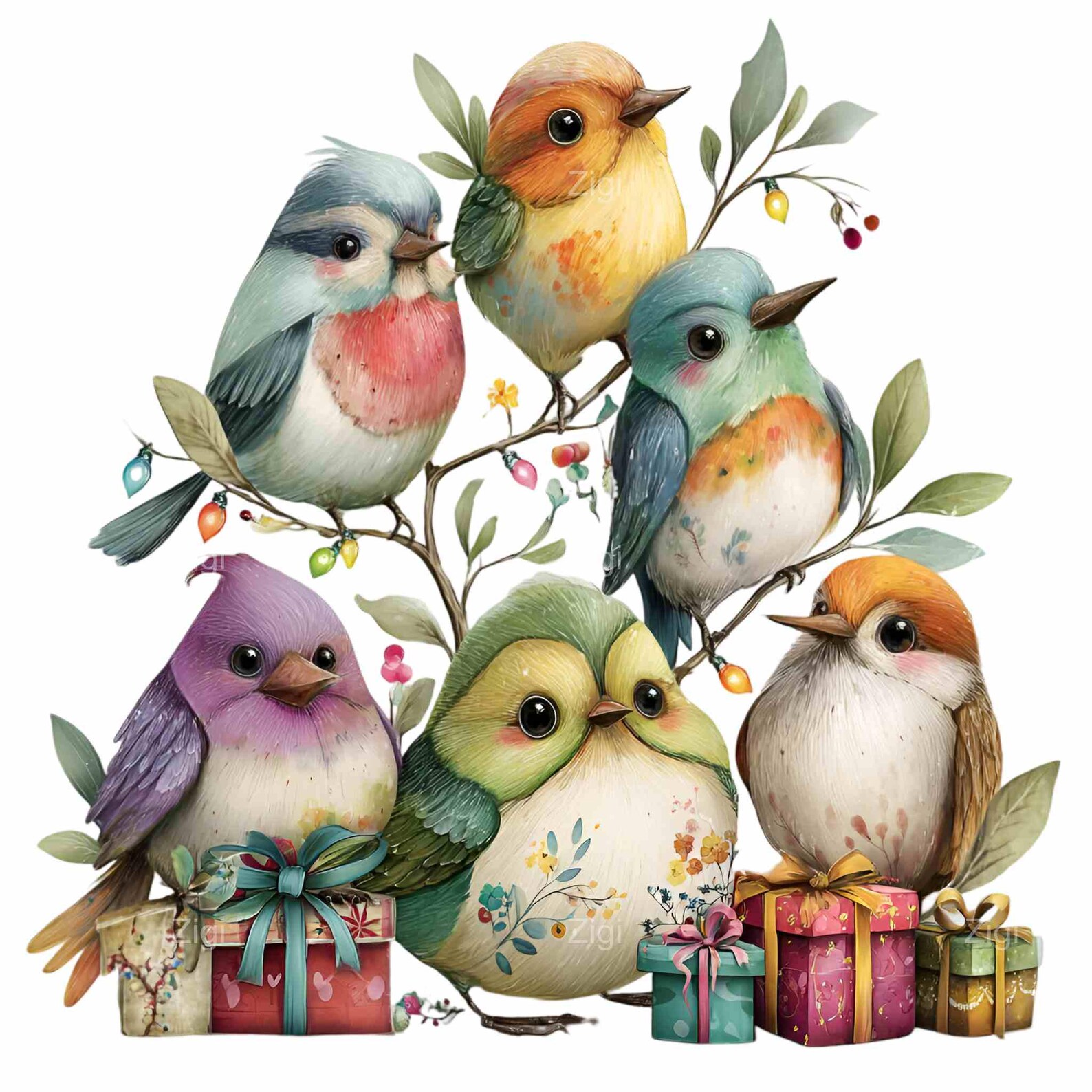 15 PNG Christmas Birds Clipart - Festive Bird PNG With Gifts and ...