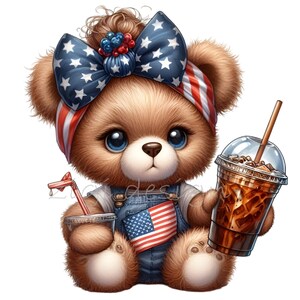 Bear Clip Art, Patriotic Bear Clipart, 4th of July Clipart, 12 PNG ...