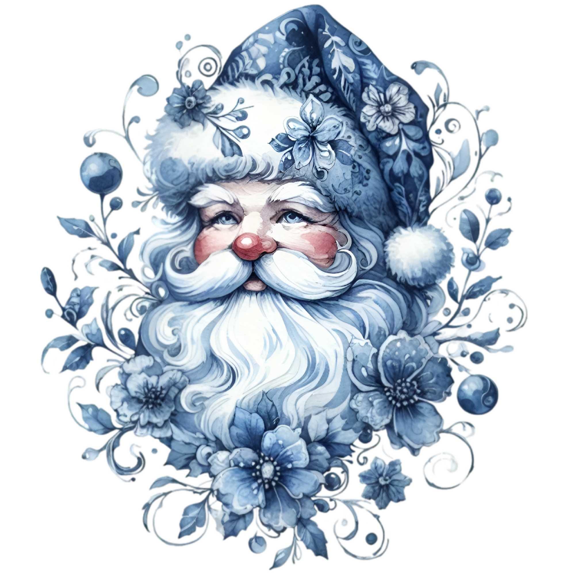 15 Blue Santa Claus Clipart PNG – Vintage Nordic Father Christmas With ...