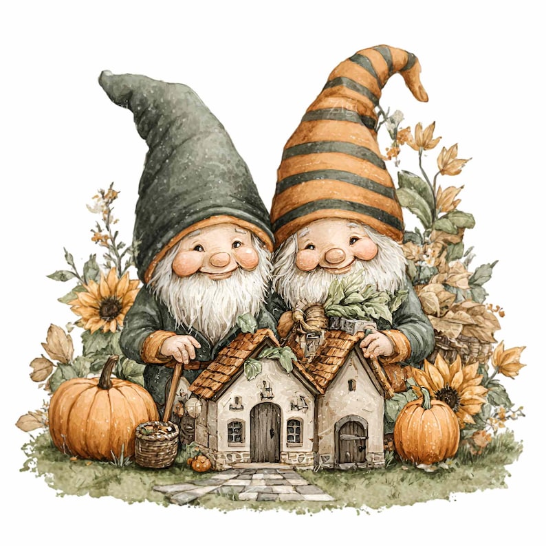 14 PNG Autumn Gnome Pumpkin House Sunflower Fall Clipart - Etsy
