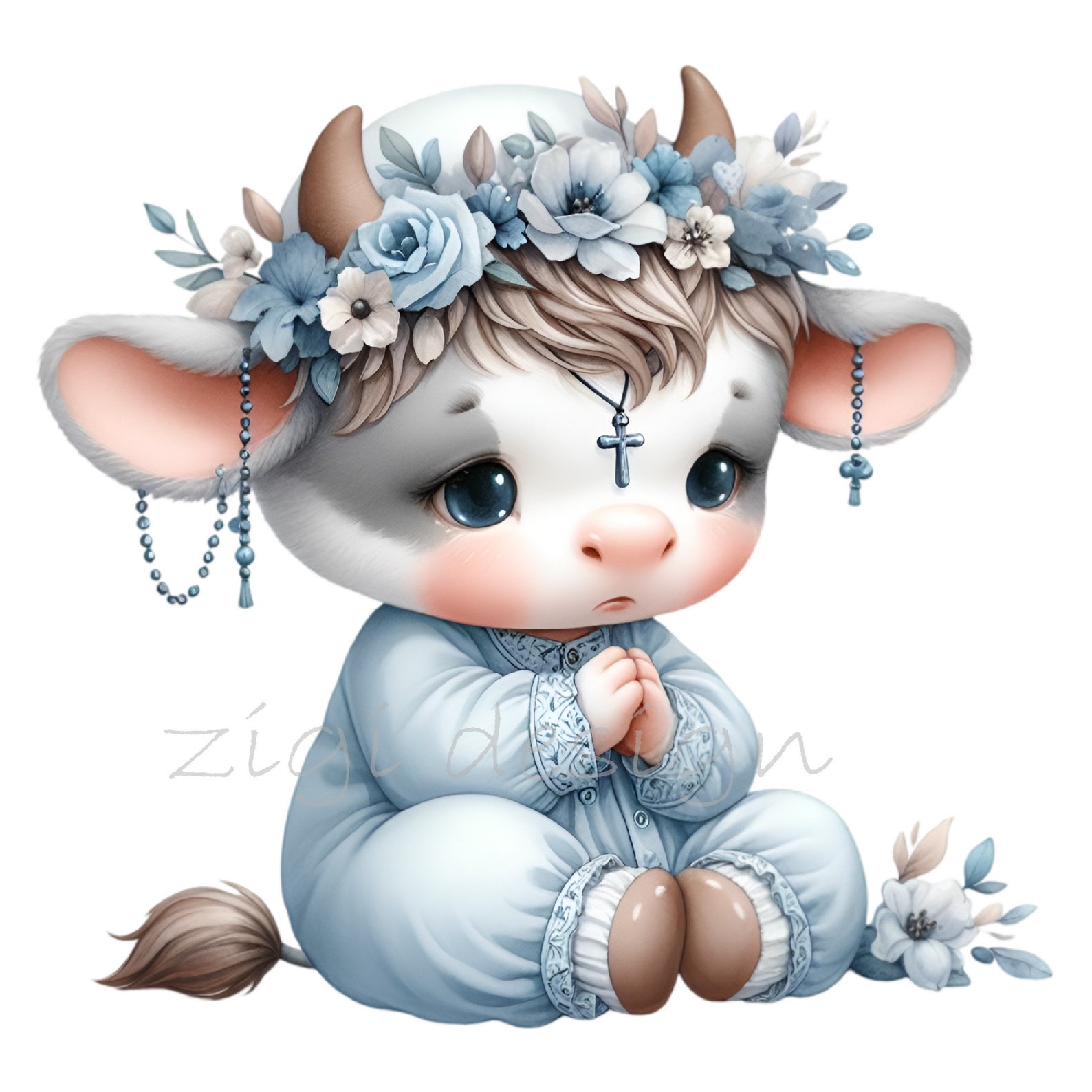 Praying Clipart, Christian Clipart, Cow Clip Art, 15 PNG Blue ...
