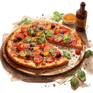Delicious Italian Pizza Clipart With Fresh Ingredients, 16 Realistic ...