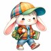 15 Back to School Bunny PNG Clipart, Cute Rabbit With Backpack Digital ...