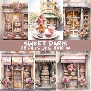28 Pink Paris Bakery Digital Paper Pack, Printable JPG Files, Parisian ...