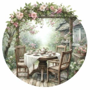 Rustic Tea Table With Flowers PNG Clipart, 10 Vintage Garden Tea Party ...