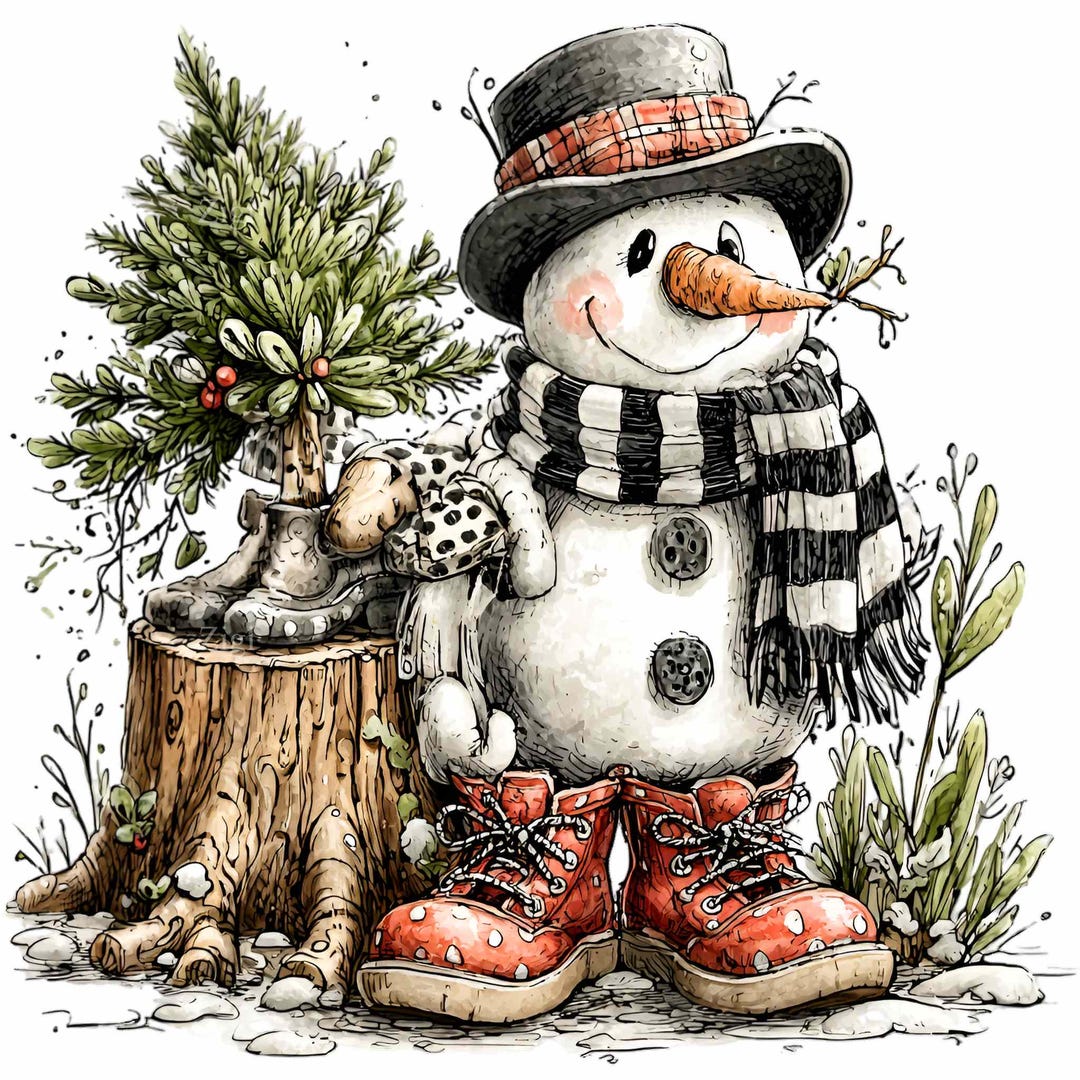 15 PNG Cute Snowman Clipart – Christmas Boots PNG – Ideal for Winter ...