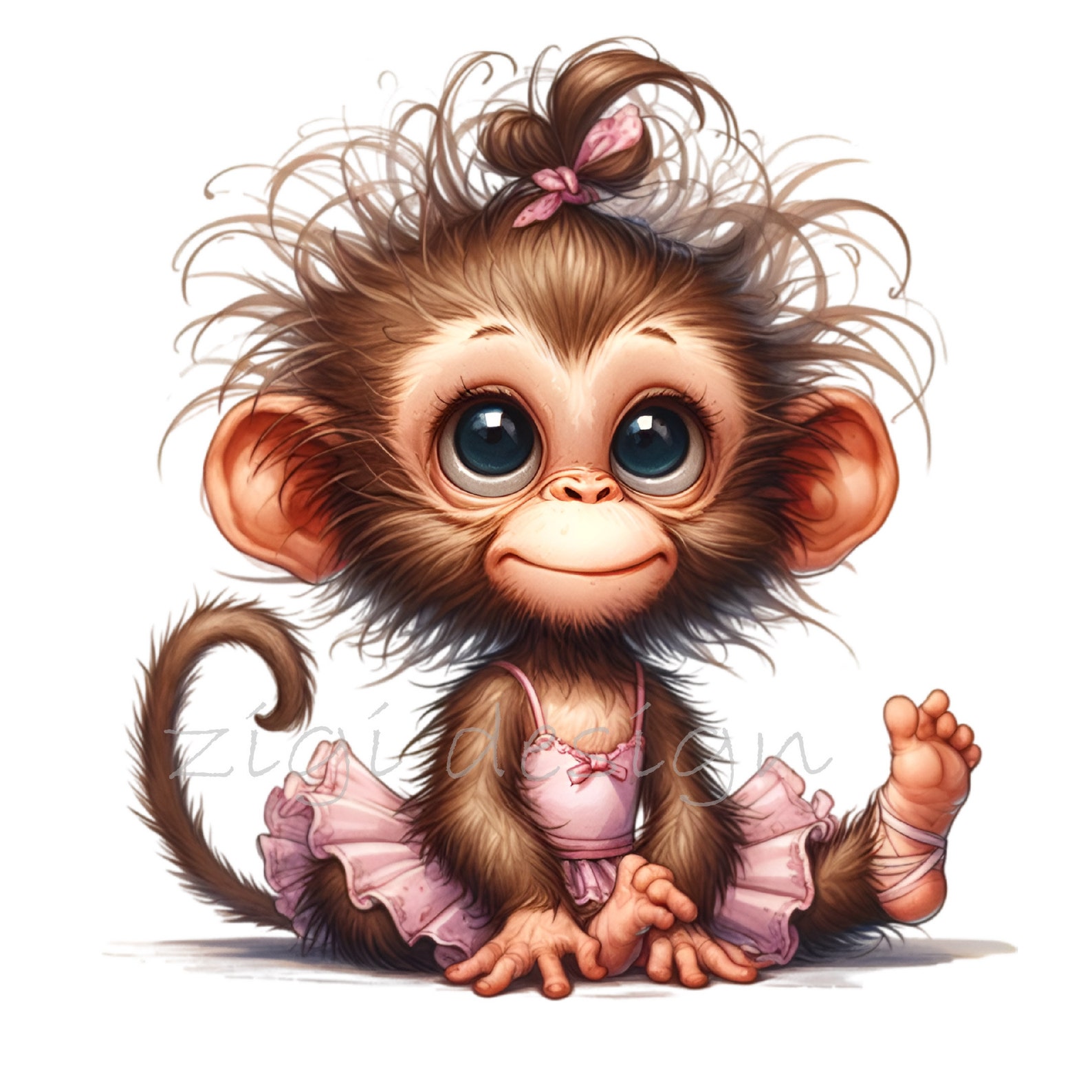 Monkey Ballerina Clipart, Chimpanzee Clip Art, 15 PNG Ballet Dancer ...