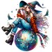 12 Disco Witch PNG – Trendy Halloween Witch Clipart on Mirror Ball With ...