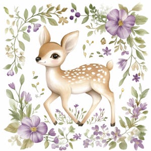 12 Elegant Deer Clipart PNG Floral Wreath With Lavender and Roses ...