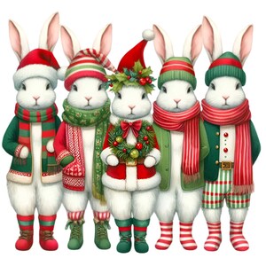 10 PNG Holiday Bunnies – Christmas Rabbit Clipart – Cute PNG for Cards ...