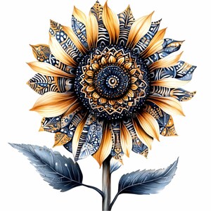 12 Intricate Sunflower PNG Clipart, Decorative Sunflower With Detailed ...