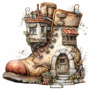 12 PNG Boot House Clipart – Whimsical Cottage PNG for Fairy Tale Art ...