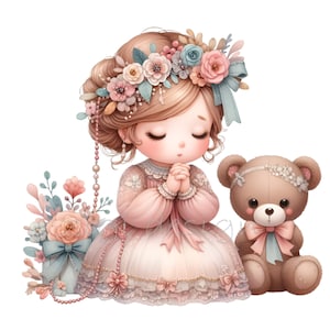 Praying Clipart, Gratitude Clipart, Bear Clip Art, 10 PNG Angel Baby ...
