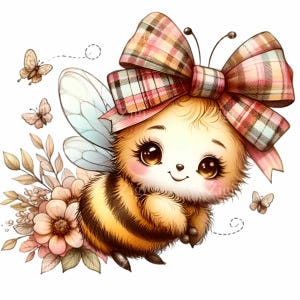 12 Cute Bee Clipart PNG, Bee With Bow, Honey Bee, Transparent ...