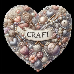 10 Craft Heart PNG Clipart, Sewing & Knitting Supplies in Heart Shape ...
