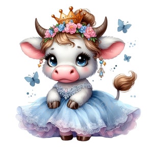 Ballerina Cow PNG Clipart, 14 Cute Cow With Tutu and Tiara, Adorable ...